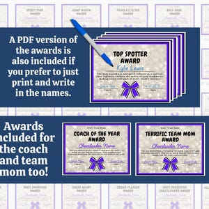 Cheer Awards Certificates, Editable Cheer Team Awards, Cheerleading End ...
