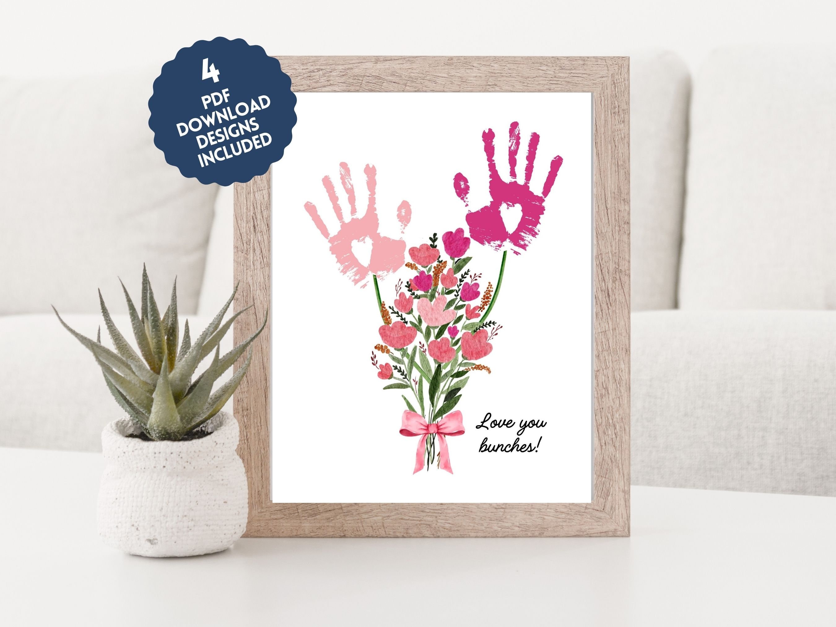 Flower Handprint Craft Art Printable for Mom Grandma Handprint Gift ...