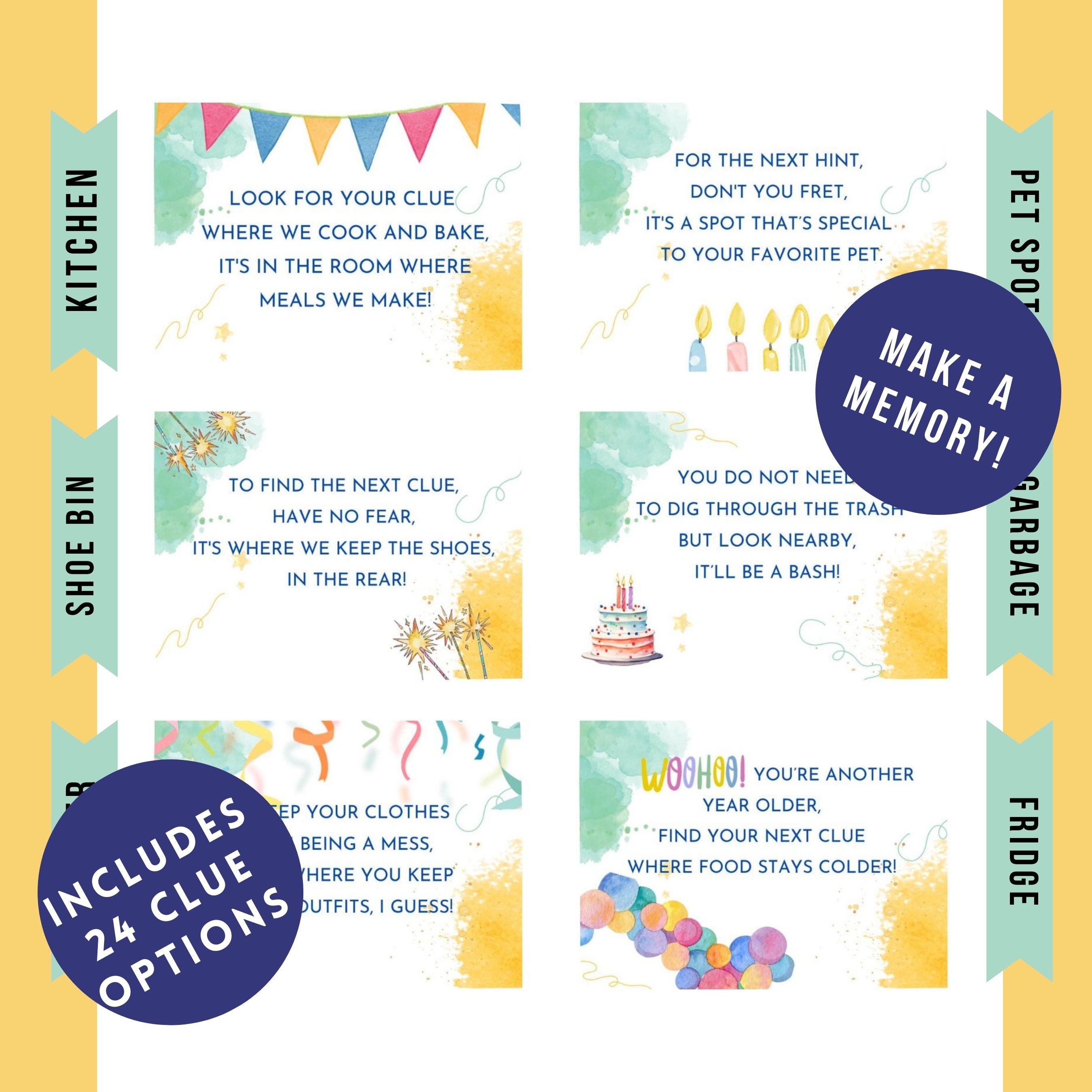 Indoor Scavenger Treasure Hunting Clues Printable Clue Cards Indoor ...