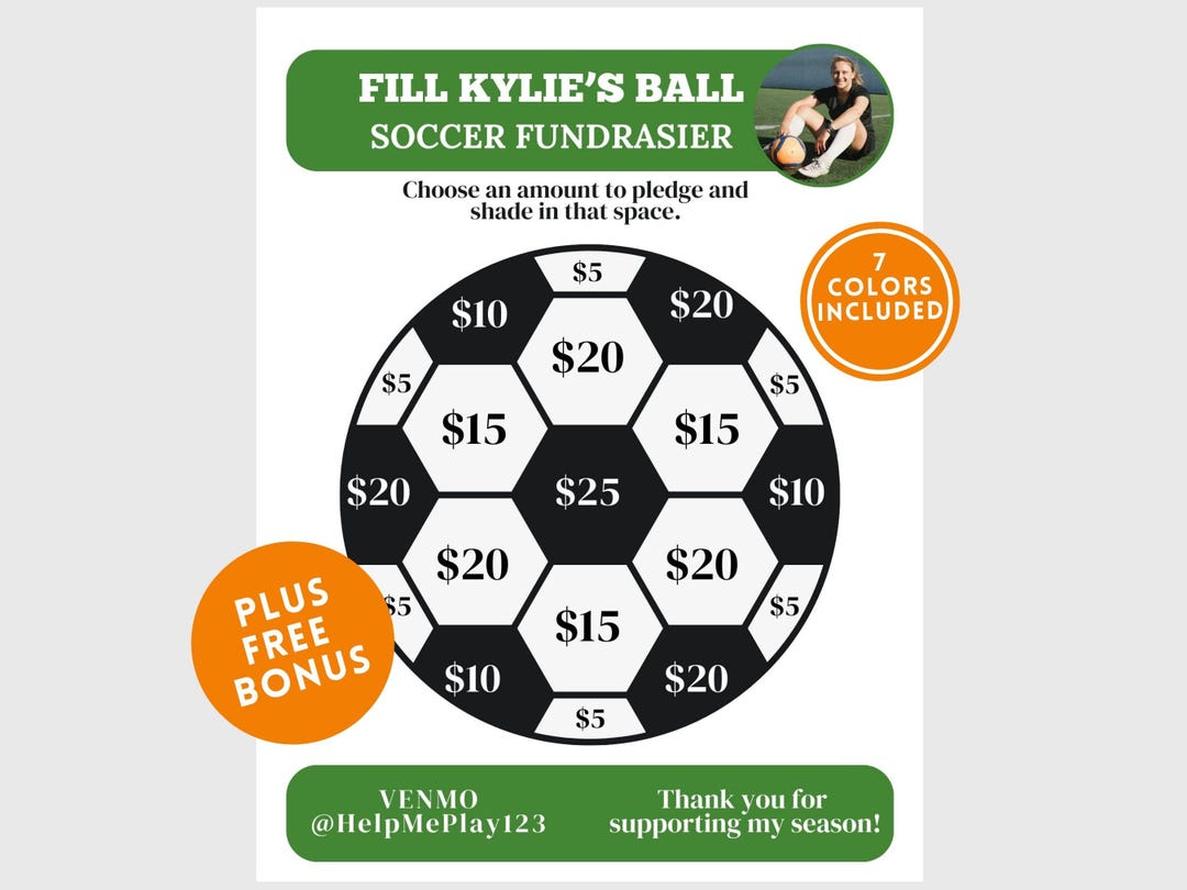 Editable Soccer Fundraiser Fill My Ball Soccer Fundraising Sheet Canva ...