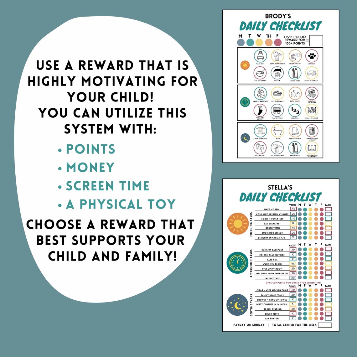 Chore Chart for Kids Printable Reward Chart Canva Kids Editable Family ...