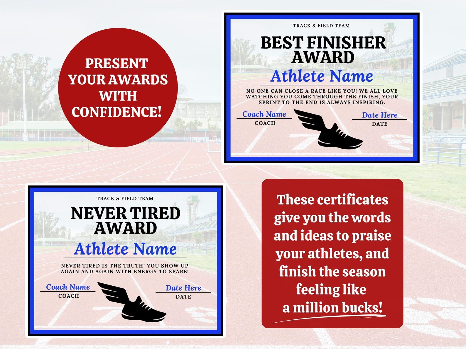Track and Field Award Certificates, Editable Track Team Awards Template ...