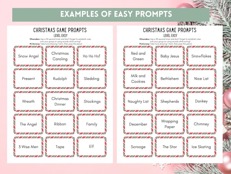 Christmas Charades Game Christmas Partie Games Printable Christmas Game ...