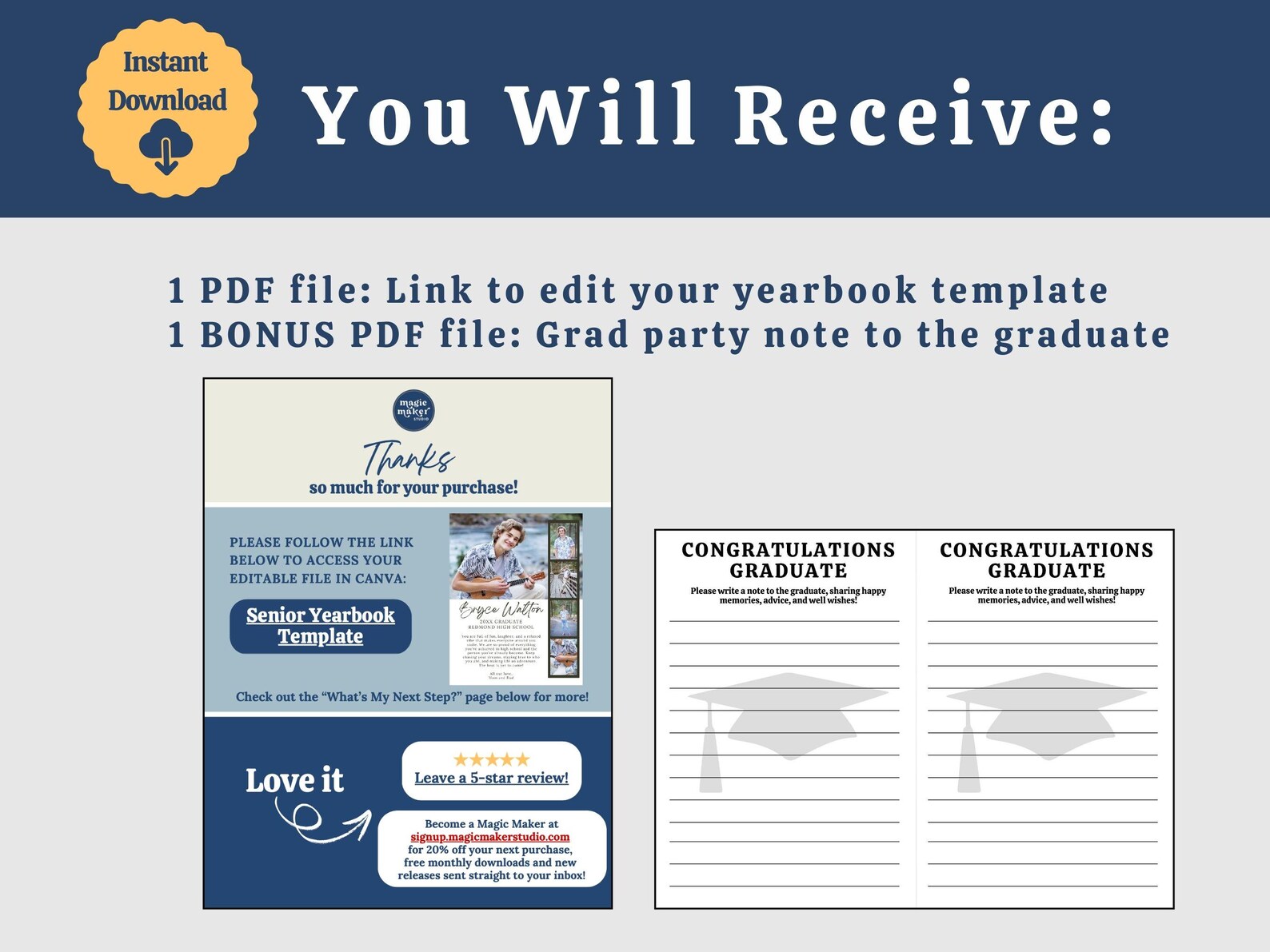 Yearbook Ad Template Senior Salute Full Page Template Canva Boy Girl ...