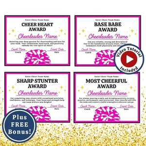 Cheer Awards Certificates, Editable Cheer Team Awards, Cheerleading End ...