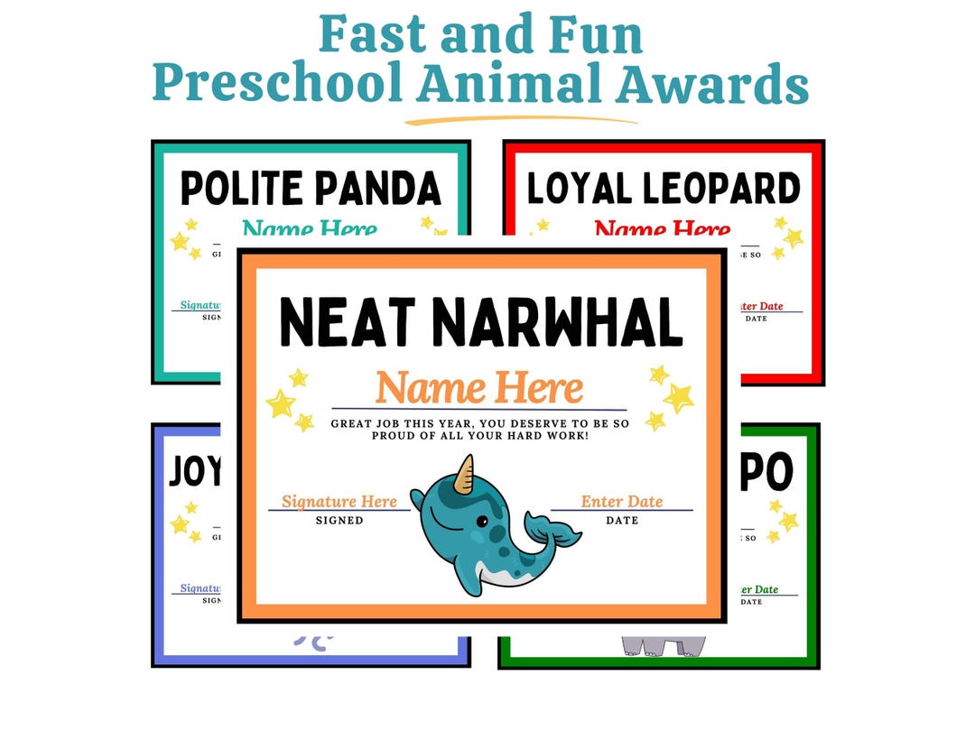 Editable Preschool Graduation Awards, Printable End of Year ...