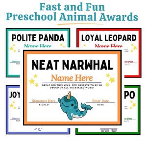 Editable Preschool Graduation Awards, Printable End of Year ...