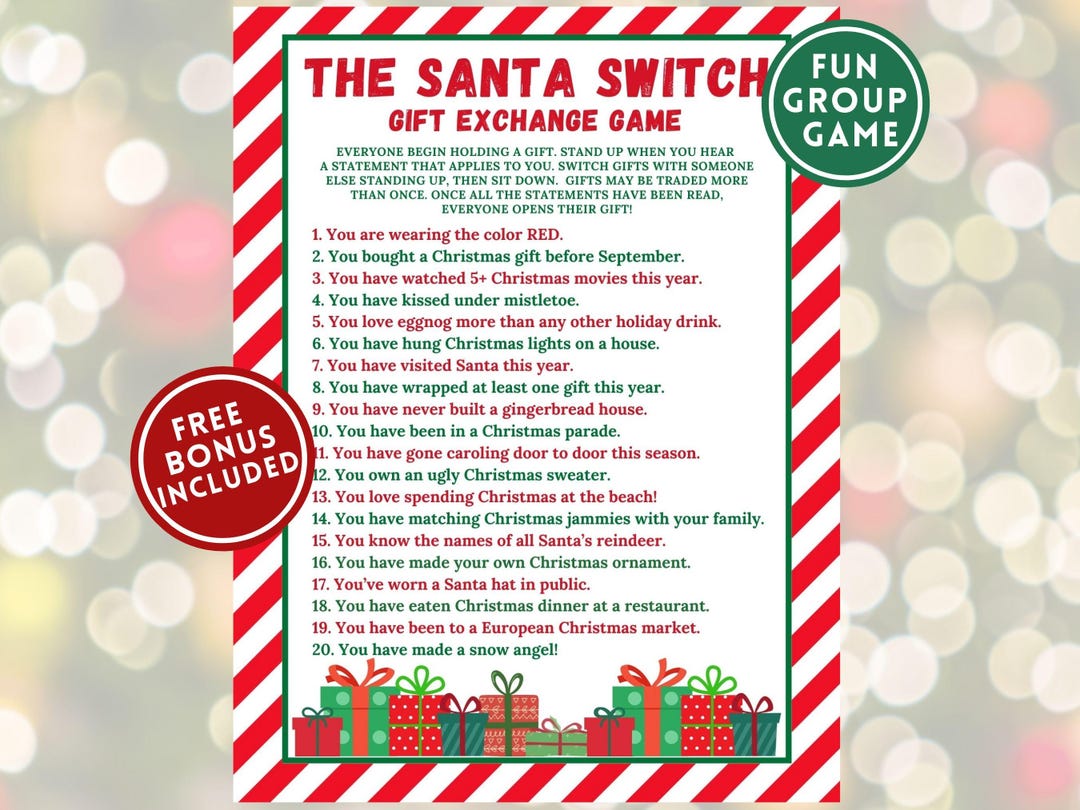 Santa Switch Christmas Party Games White Elephant Gift Exchange ...