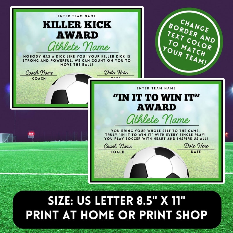 EDITABLE Soccer Award Certificates, Award Ceremony Certificates, Soccer ...
