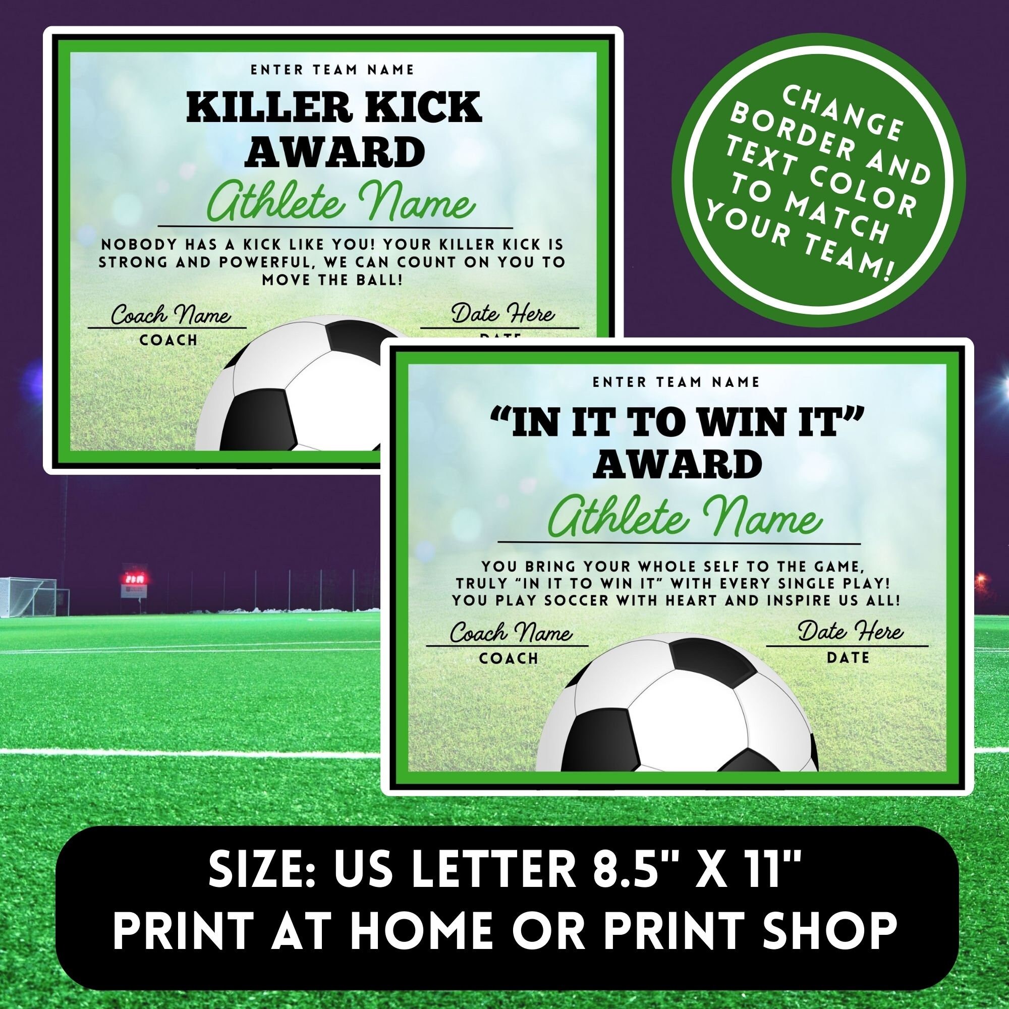 EDITABLE Soccer Award Certificates, Award Ceremony Certificates, Soccer ...