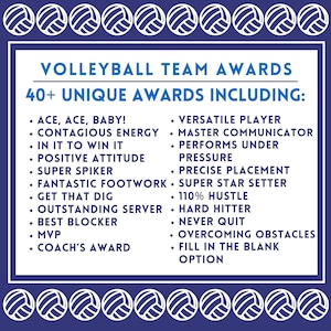 Volleyball Award, Certificate Bundle, End of Season Team Party Awards ...