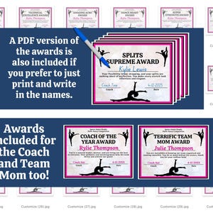 Dance Team Award Certificates Editable in Canva Dance Awards End of ...