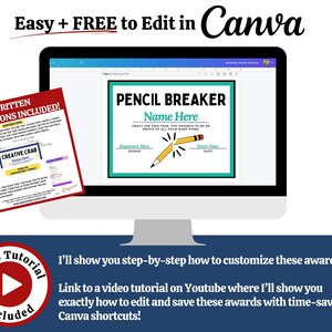 Funny Classroom Award Certificates Editable in Canva, End of School ...