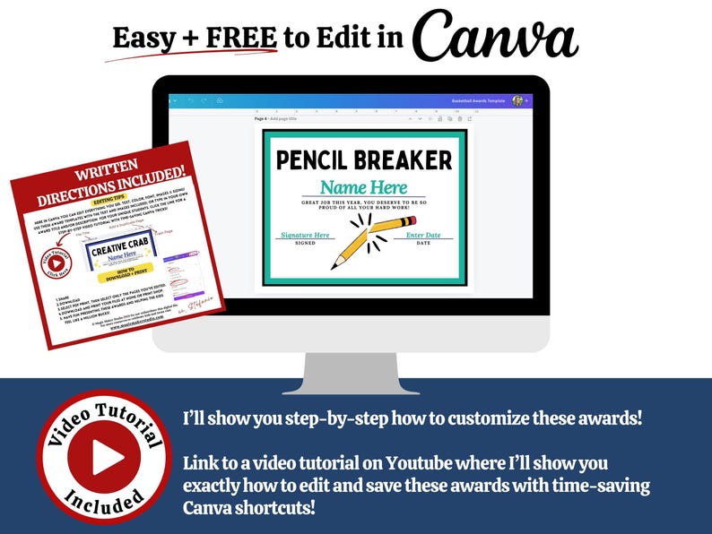 Funny Classroom Award Certificates Editable in Canva, End of School ...