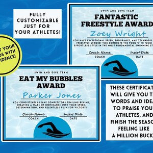 Swimming Award Certificate Editable Swimming Award Ceremony Printable ...