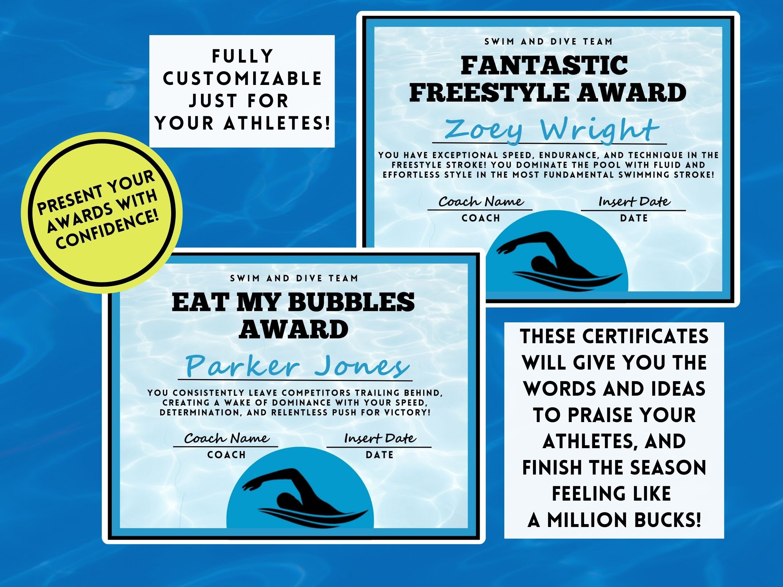Swimming Award Certificate Editable Swimming Award Ceremony Printable ...
