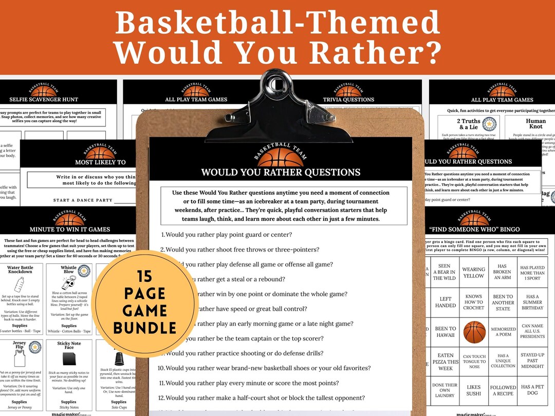 Basketball Would You Rather Team Party Game, End of Season Bball ...