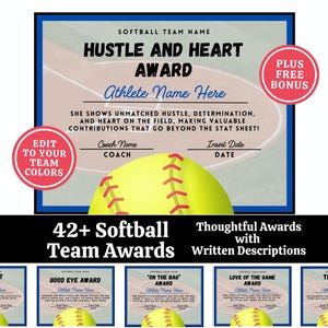 Editable Softball Award Certificate Template Softball Team Award ...