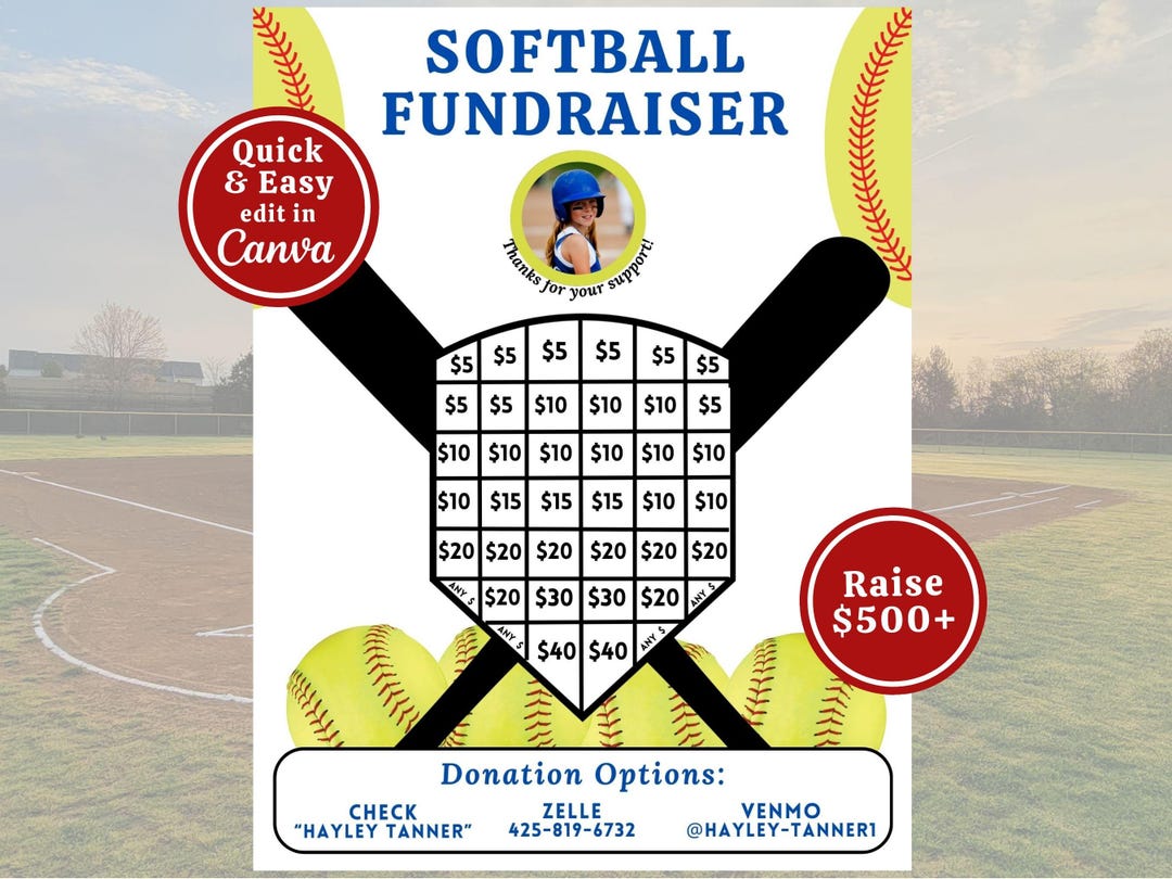 Editable Softball Fundraiser Flyer, Fill My Base Softball Canva ...