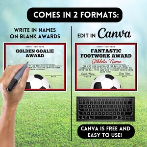 Soccer Award Certificate Editable Award Ceremony Printable End of ...