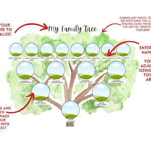 Family Tree Template Editable Canva Tree of Life Family Reunion Favors ...
