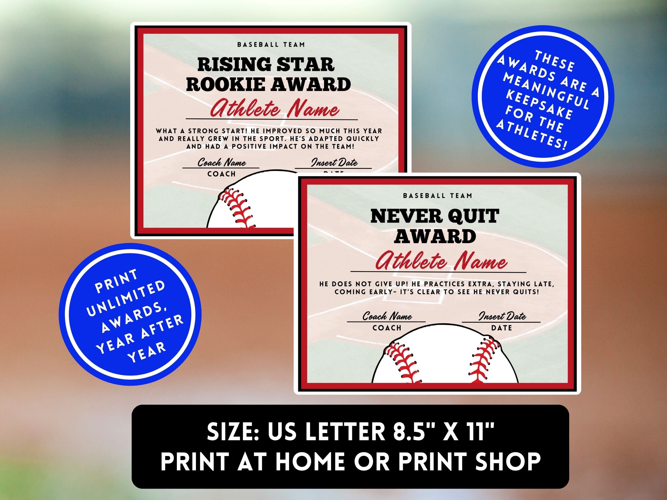 Baseball Award Certificate Editable Award Ceremony Printable End of ...