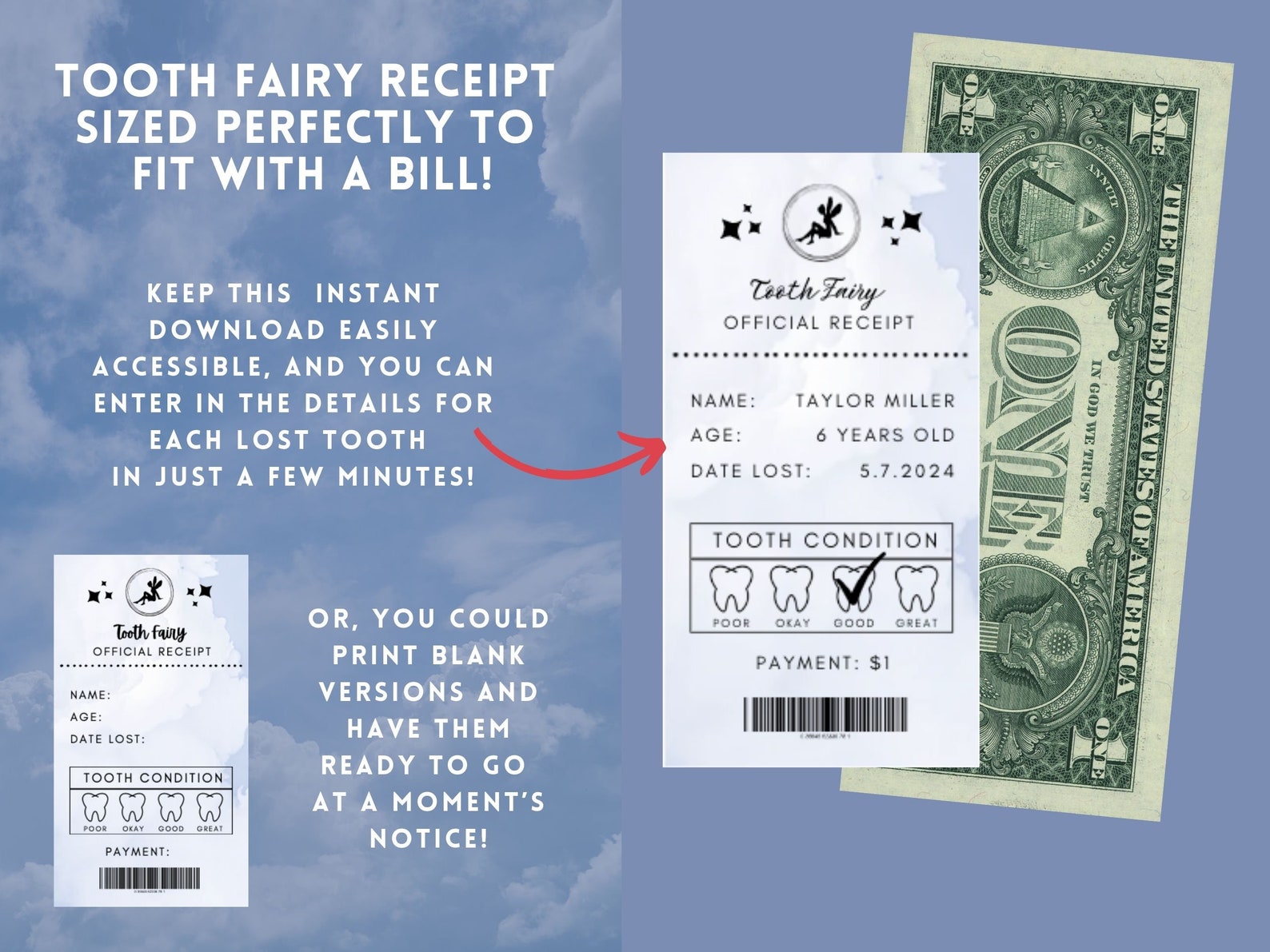 Editable Mini Tooth Fairy Letter Set, Printable Tooth Fairy Receipt ...