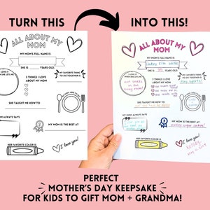 All About My Grandma Happy Mothers Day Gift for Mothers Day Printable ...