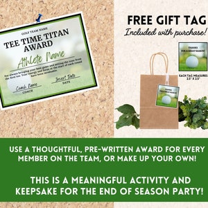 Golf Award Certificate Editable Award Ceremony Printable End of Season ...