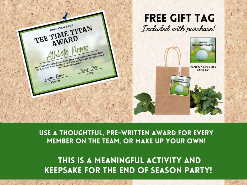 Golf Award Certificate Editable Award Ceremony Printable End of Season ...