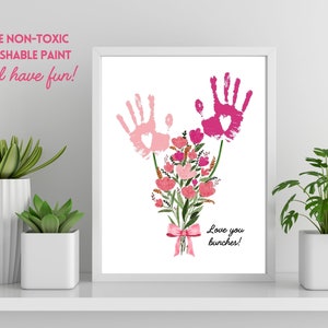 Flower Handprint Craft Art Printable for Mom Grandma Handprint Gift ...