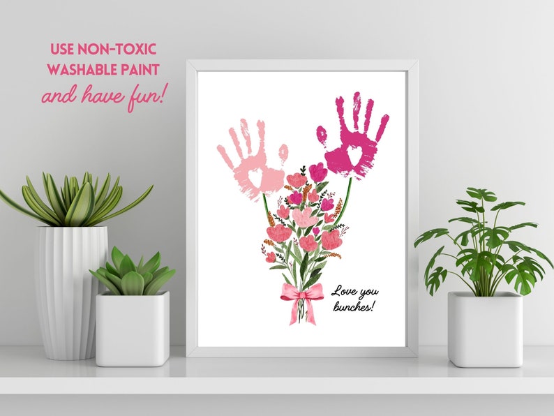 Mothers Day Flower Handprint Craft Art Printable for Mom Grandma ...