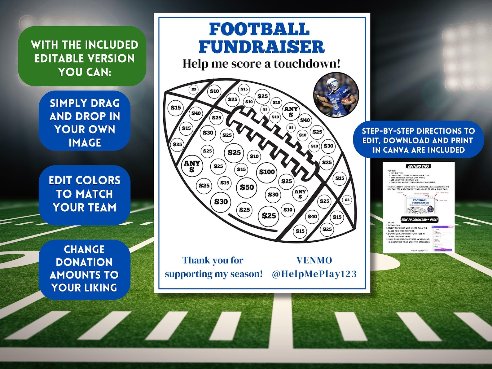 Editable Football Fundraiser Template Football Team Fundraiser Flyer ...