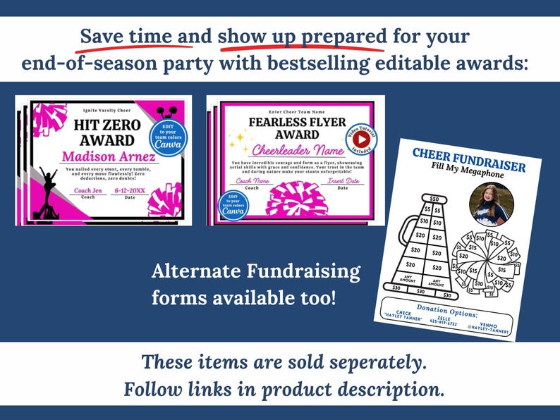 Cheer Fundraiser Calendar Template, Editable Pay for the Day, Pick a ...