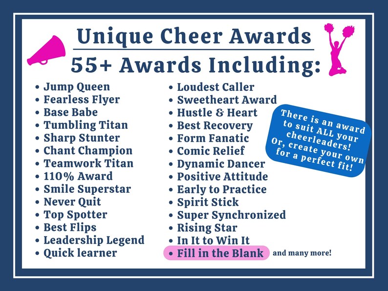 Editable Cheerleading Award Certificates Cheer Team Awards Cheerleading ...