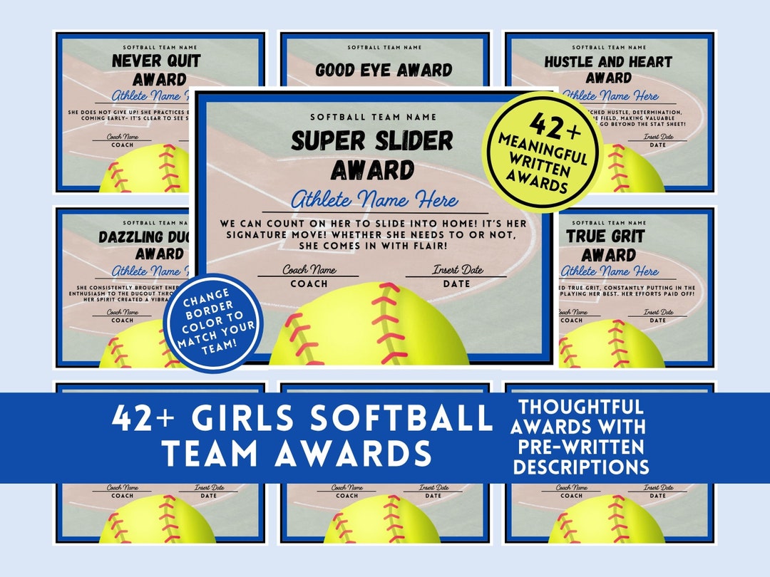 Editable Softball Award Certificate Template Softball Team Award ...