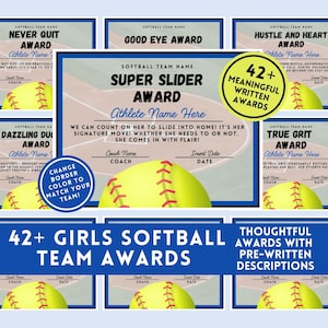 Editable Softball Award Certificate Template Softball Team Award ...