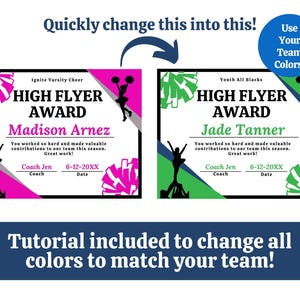 Editable Cheerleading Award Certificates Cheer Team Awards Cheerleading ...