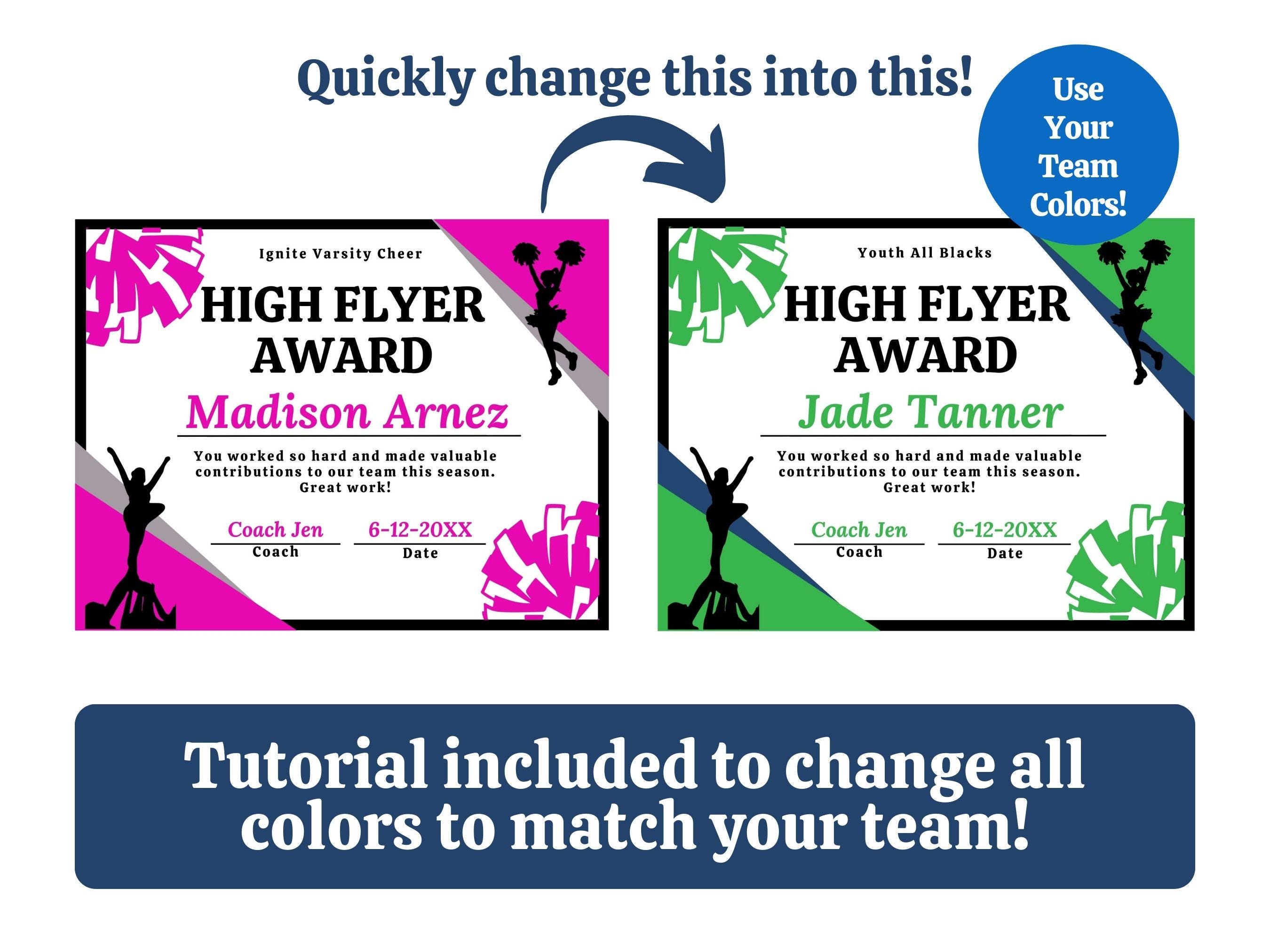 Cheer Team Award Certificate Printable Template, Cheer Squad Editable ...