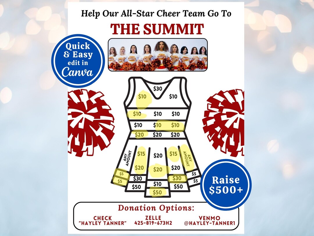 Editable Summit Cheer Competition Fundraiser Template, Color My Uniform ...