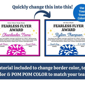 Editable Cheerleading Award Certificates Cheer Team Awards Cheerleading ...