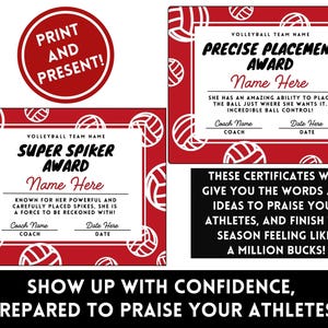 Volleyball Award Certificate Editable Ceremony Printable End of Season ...