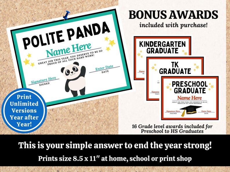 Editable Animal Student Awards, Printable End of Year Certificates ...