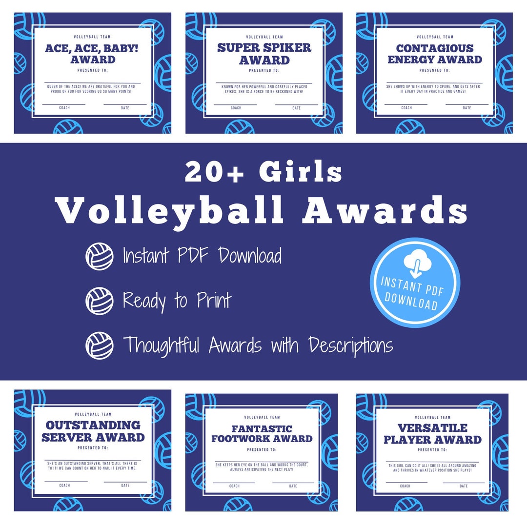 Volleyball Award, Certificate Bundle, End of Season Team Party Awards ...