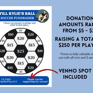 Editable Soccer Fundraiser Fill My Ball Soccer Fundraising Sheet Canva ...