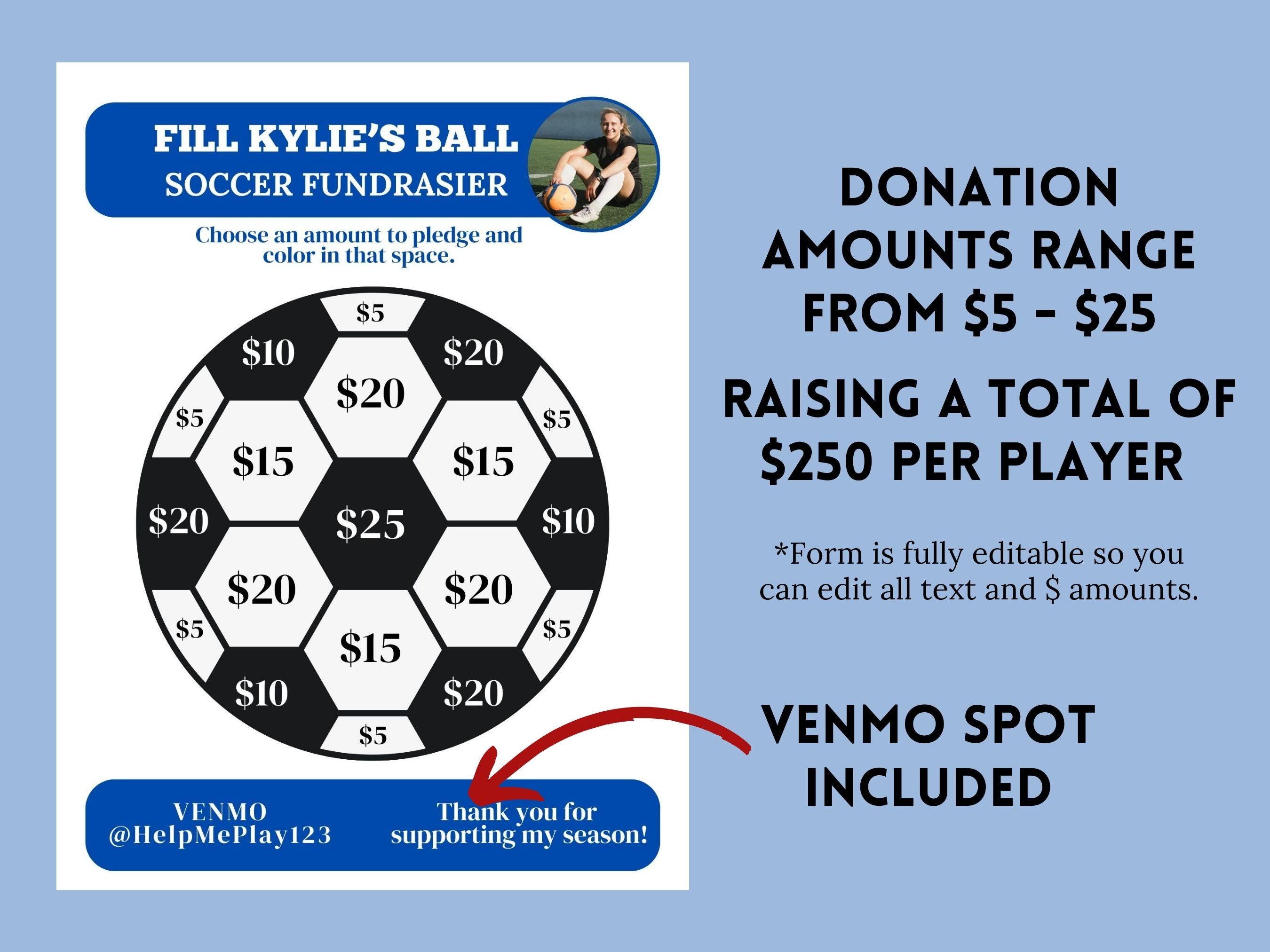 Editable Soccer Fundraiser Fill My Ball Soccer Fundraising Sheet Canva ...