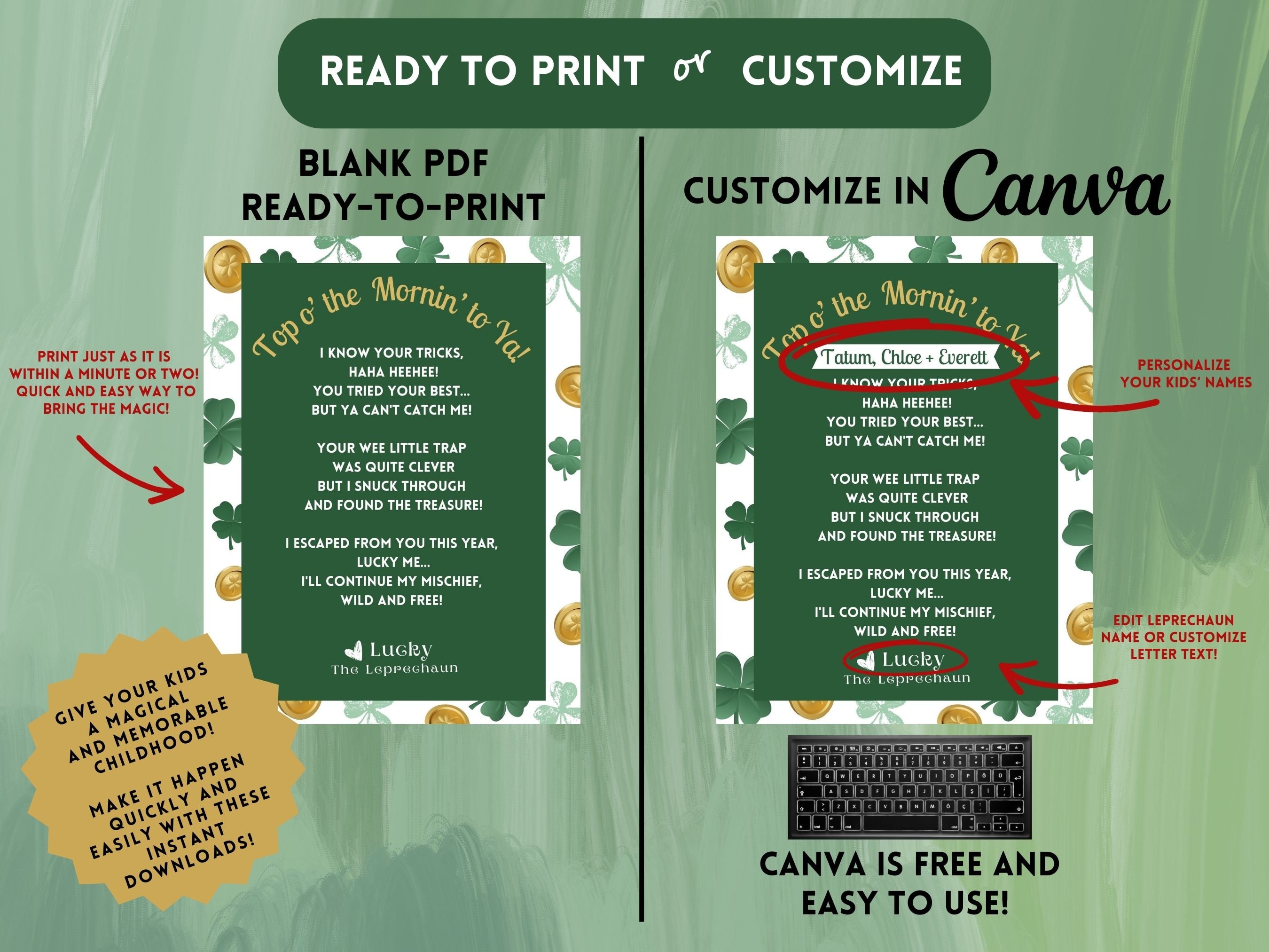 Leprechaun Letter Editable Printable Letter From Leprechaun Note Mini ...