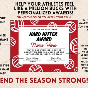 Volleyball Award Certificate Editable Ceremony Printable End of Season ...