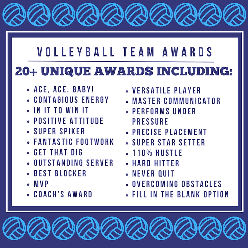 Volleyball Award, Certificate Bundle, End of Season Team Party Awards ...
