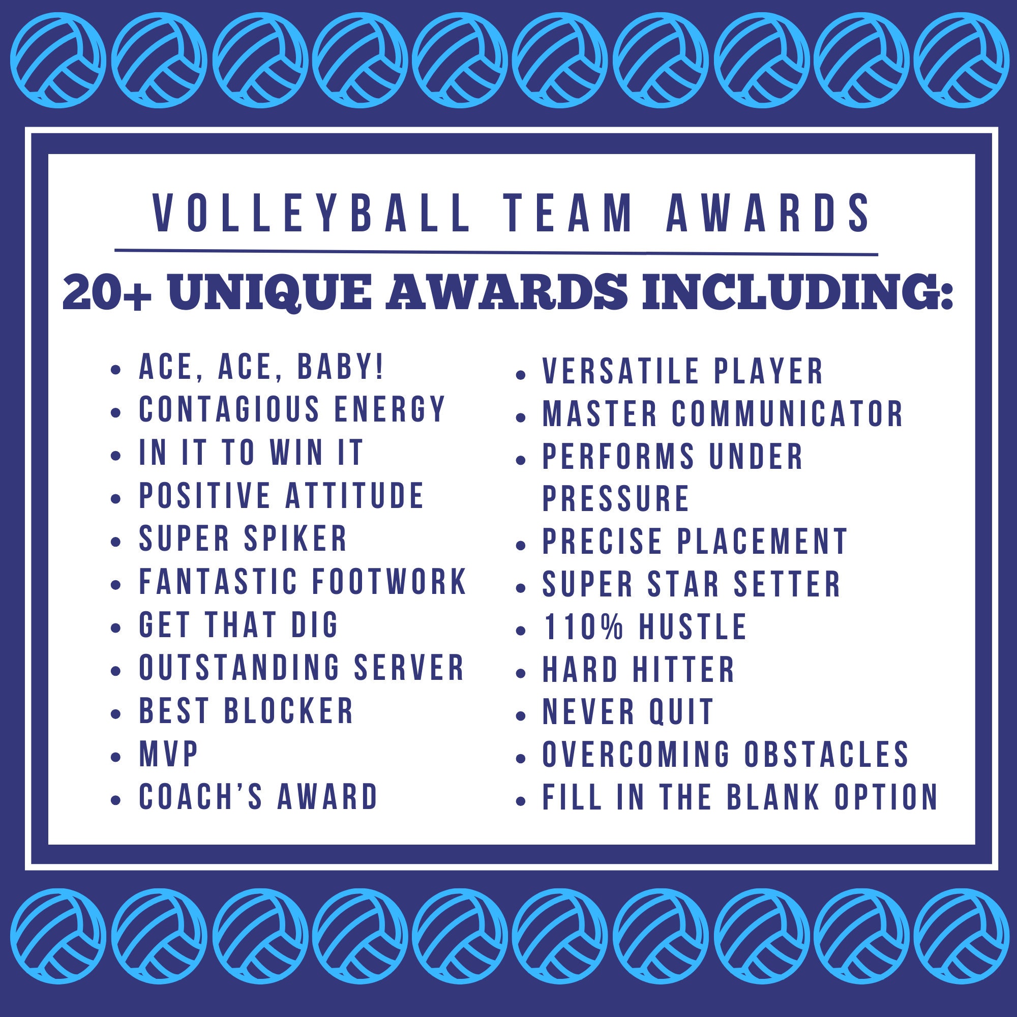 Volleyball Award, Certificate Bundle, End of Season Team Party Awards ...
